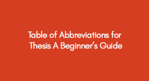 Table of Abbreviations for Thesis: A Beginner’s Guide | Premier ...